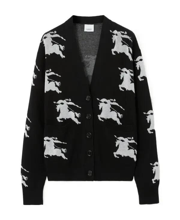 Burberry Ekd Intarsia-knit Cardigan - Black