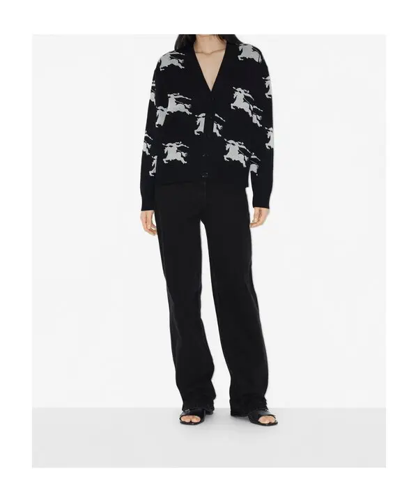Burberry Ekd Intarsia-knit Cardigan - Black
