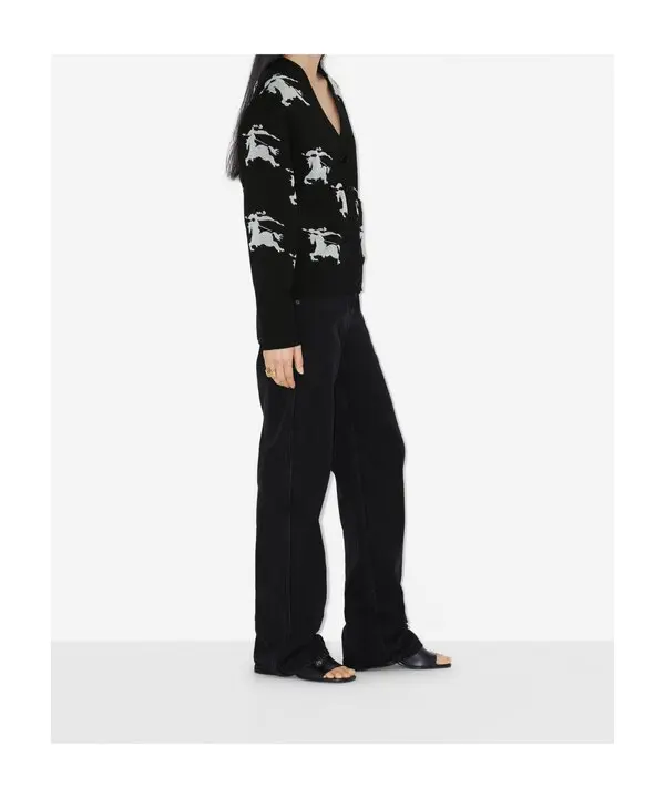 Burberry Ekd Intarsia-knit Cardigan - Black
