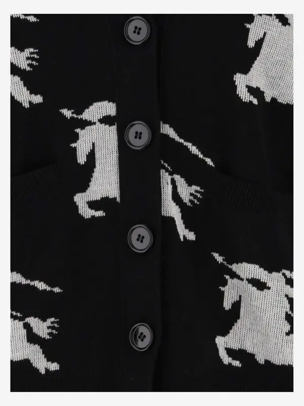 Burberry Ekd Intarsia-knit Cardigan - Black