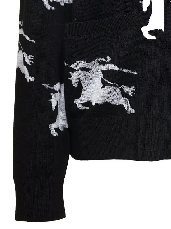 Burberry Ekd Intarsia-knit Cardigan - Black