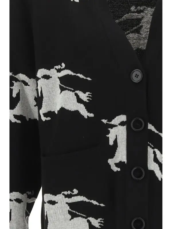 Burberry Ekd Intarsia-knit Cardigan - Black