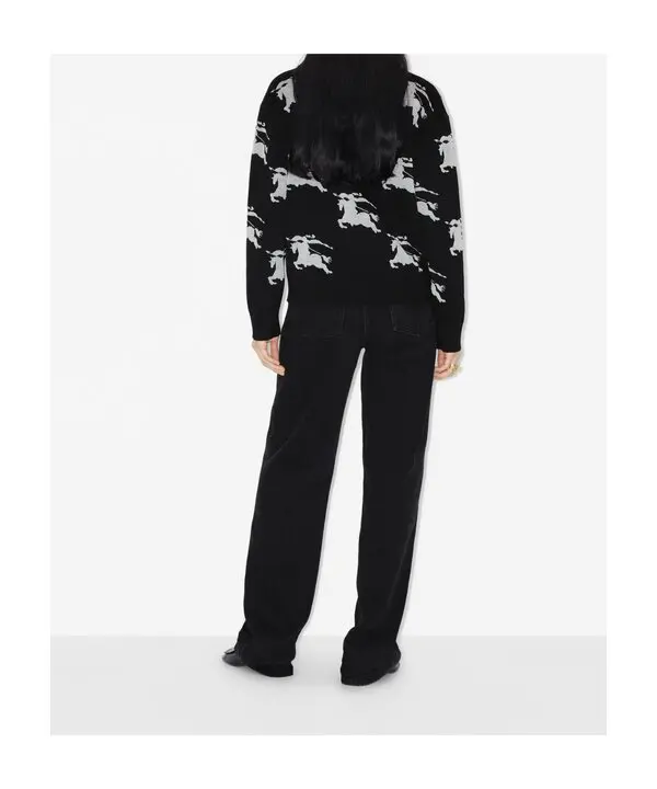 Burberry Ekd Intarsia-knit Cardigan - Black