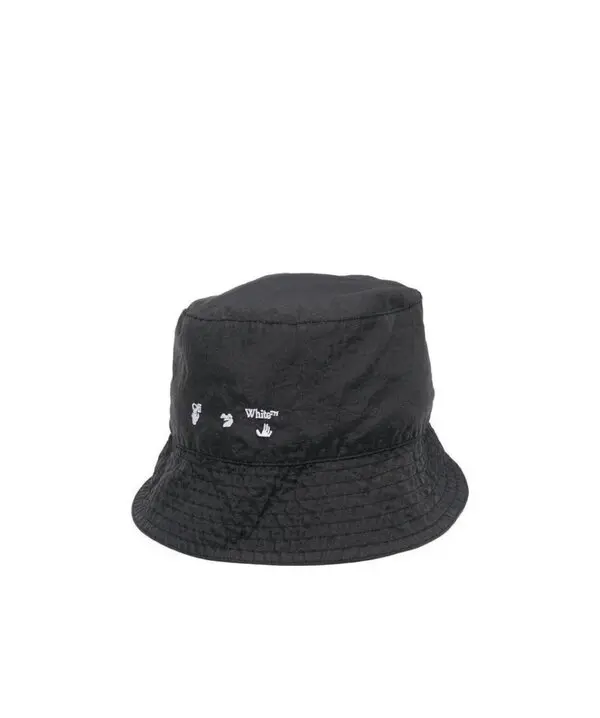 Off-White Logo Embroidered Quilted Bucket Hat - Black
