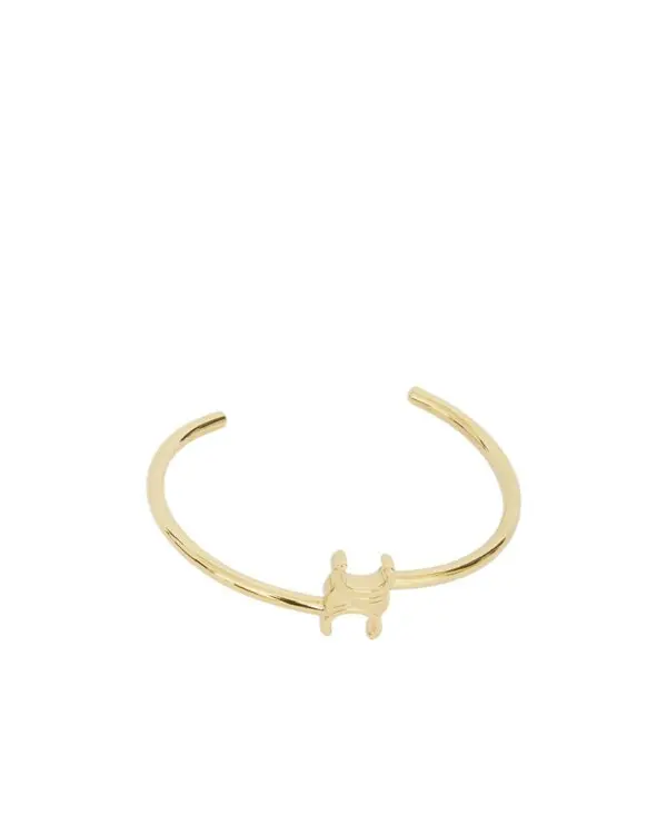 Celine Triomphe Asymmetric Cuff In Gold Finish Brass - Yellow