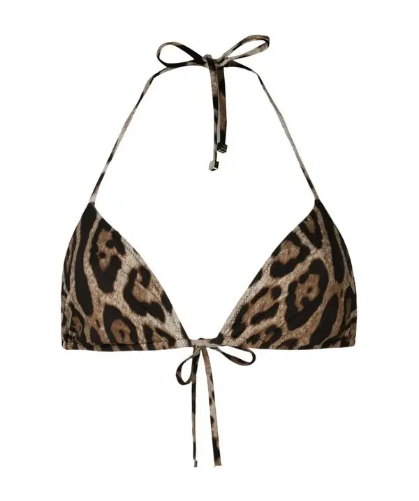 Dolce & Gabbana Leopard Print Bikini Top - Black