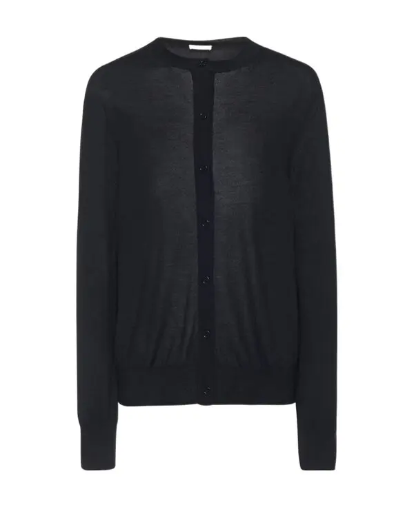 THE ROW Round Neck Cardigan - Black