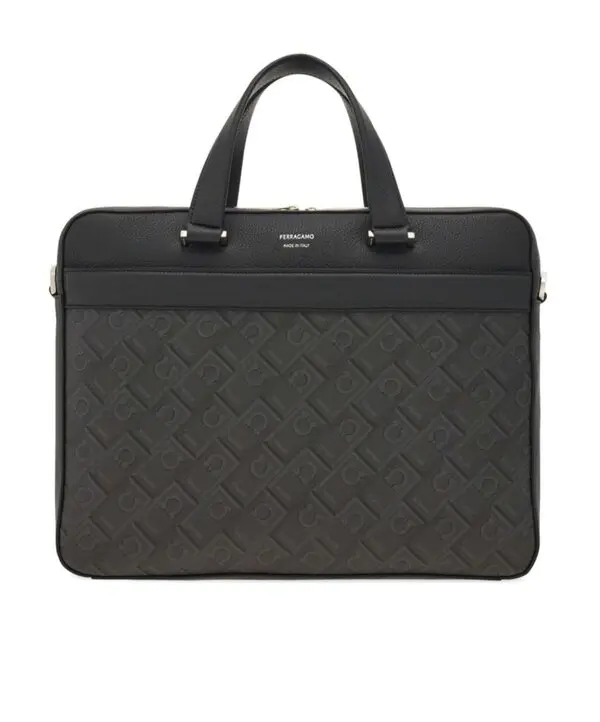FERRAGAMO Monogram Business Bag - Black/grey