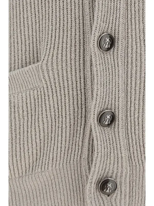 Brunello Cucinelli Buttoned Shawl Lapel Cardigan - Gray