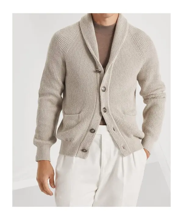 Brunello Cucinelli Buttoned Shawl Lapel Cardigan - Gray