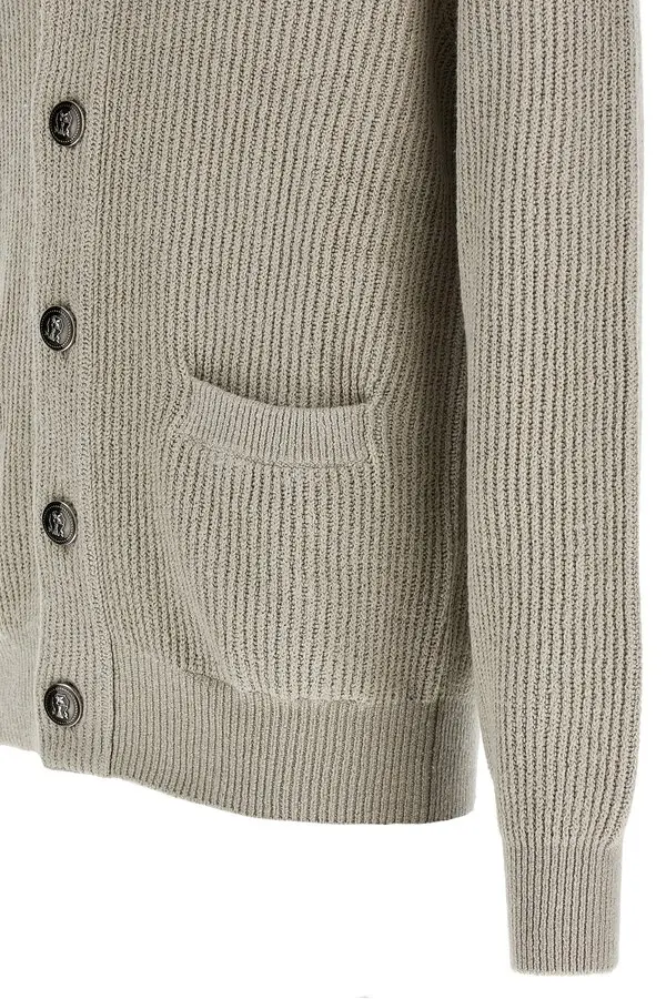 Brunello Cucinelli Buttoned Shawl Lapel Cardigan - Gray