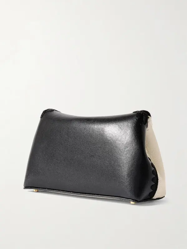 TOTEME T-lock Embroidered Mini Clutch Bag - Beige/black