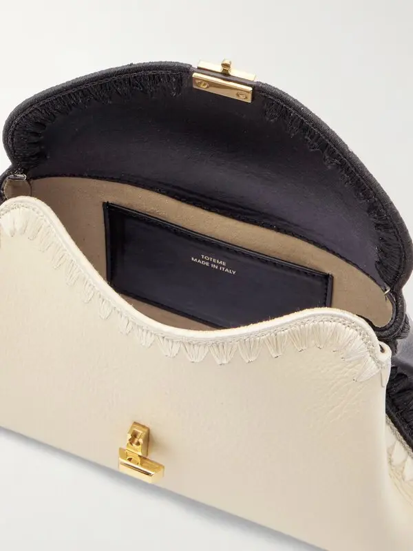 TOTEME T-lock Embroidered Mini Clutch Bag - Beige/black