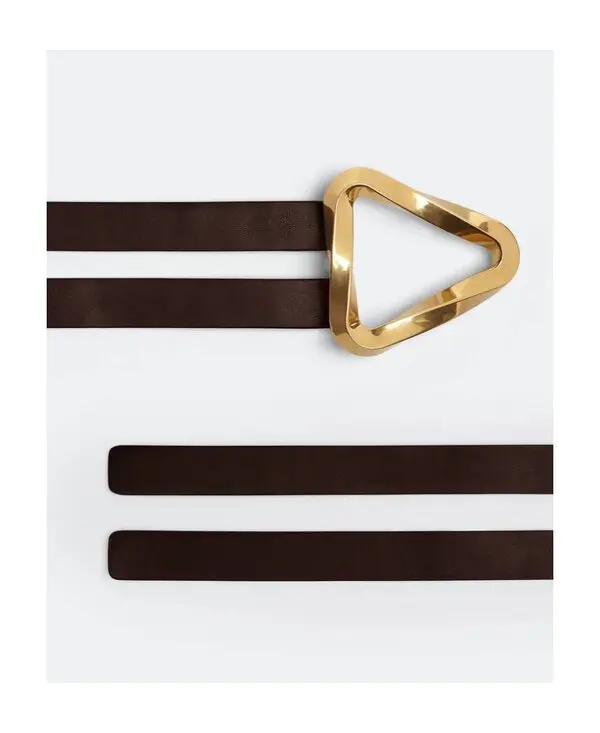 Bottega Veneta Double Strap Belt With Gold Finish Buckle