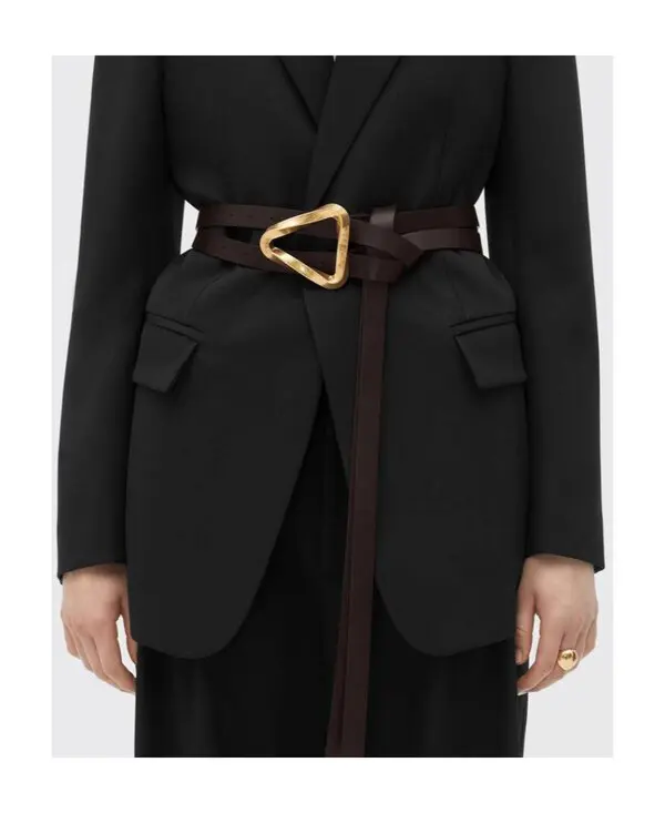 Bottega Veneta Double Strap Belt With Gold Finish Buckle