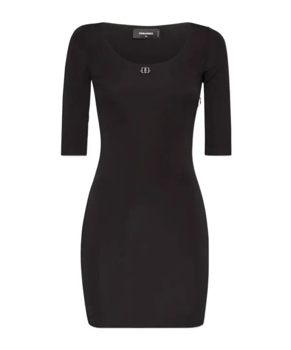 Dsquared2 Logo Plaque Short Sleeve Dress - Black