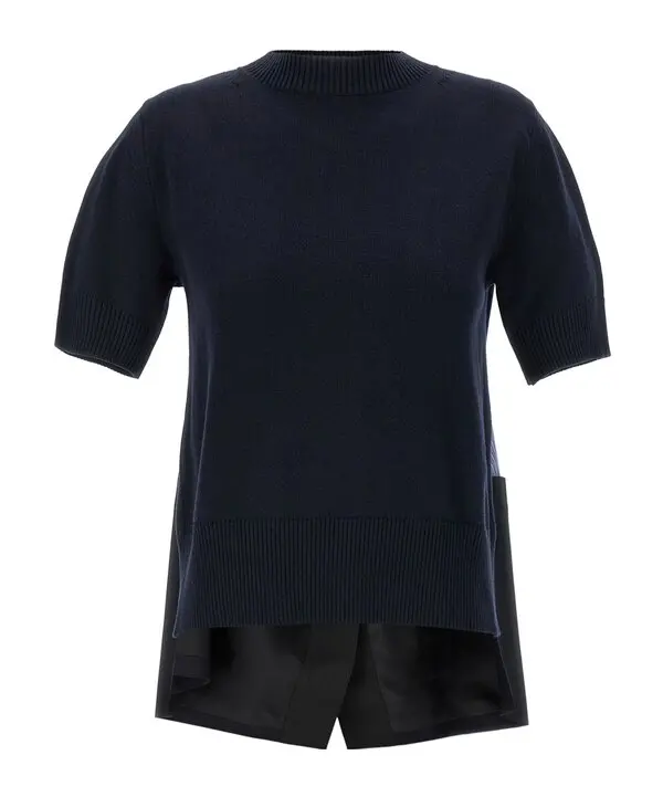 Sacai Poplin Ribbed Pullover