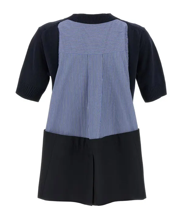 Sacai Poplin Ribbed Pullover