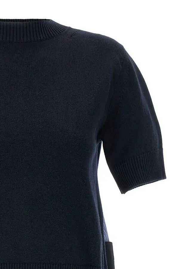 Sacai Poplin Ribbed Pullover