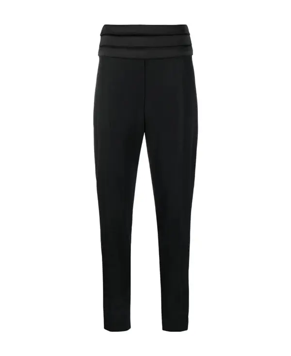 Balmain Tapered Wool Trousers With Satin Inlay