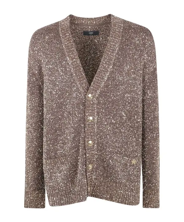 Amiri Embellished Sequined Long-sleeve Cardigan - Gray