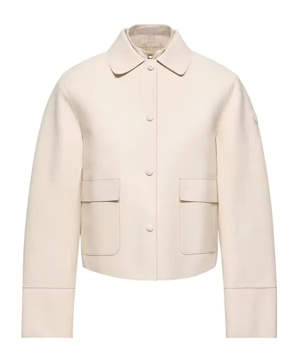 Moncler Haricot 3-in-1 Leather Down Shirt Jacket - Ivory White