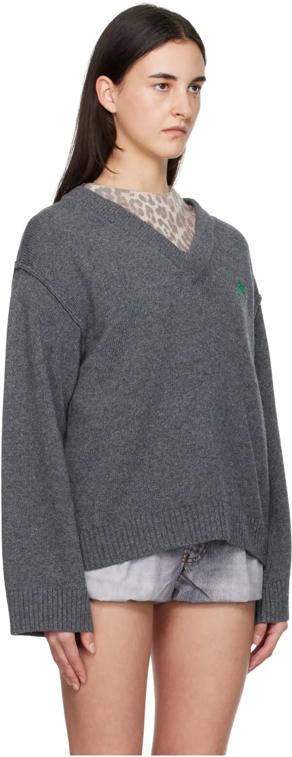 GANNI V-neck Long Sleeve Jumper - Black