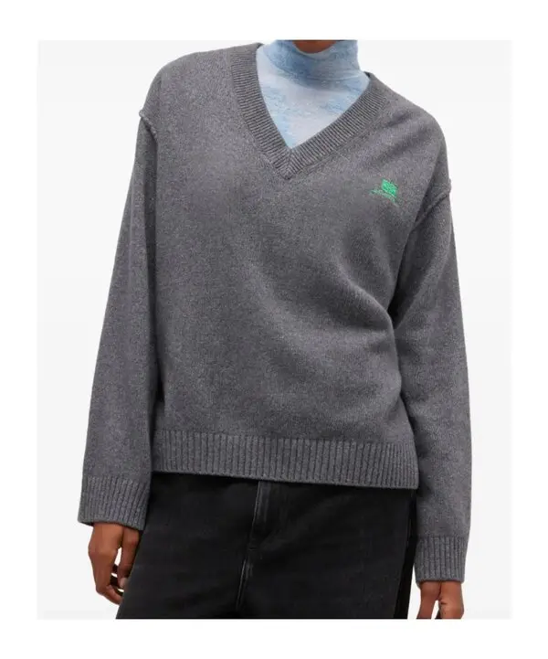 GANNI V-neck Long Sleeve Jumper - Black
