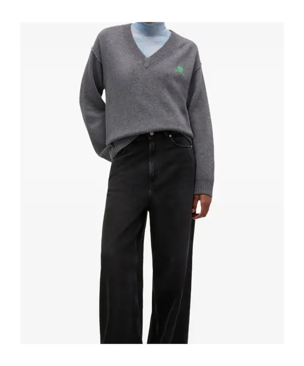 GANNI V-neck Long Sleeve Jumper - Black