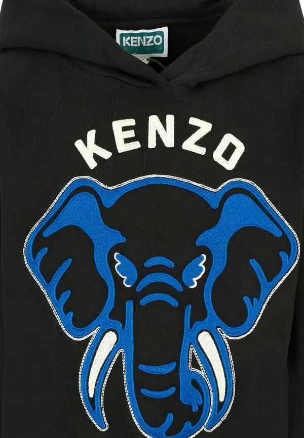 Kenzo Long Sleeve Graphic Print Hooded Sweatshirt - Black