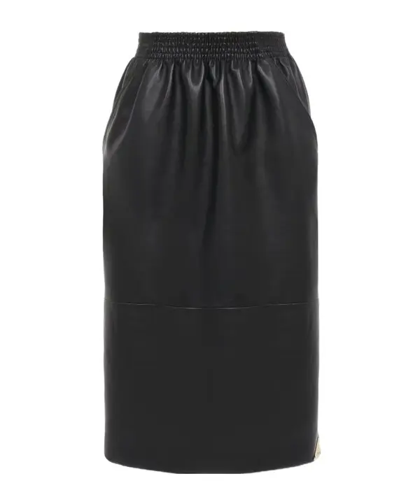 Chloé Leather Knee-length Pencil Skirt With Gold Logo Detail