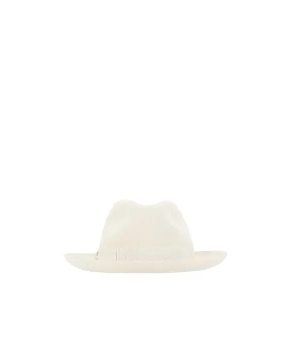 Borsalino Ribbon-trimmed Fedora Hat - White