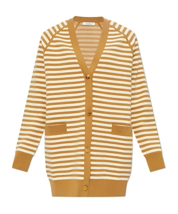 Max Mara Striped V-neck Cardigan - Brown