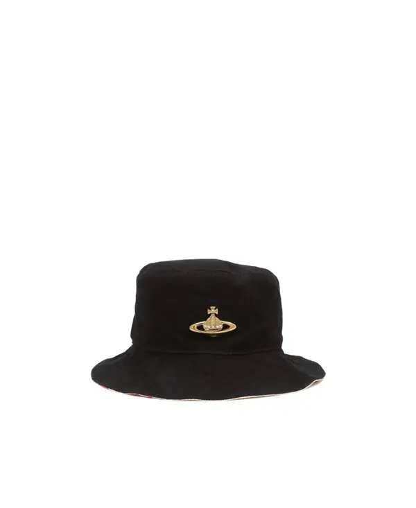 VIVIENNE WESTWOOD Flat Hat With Metal Logo - Black