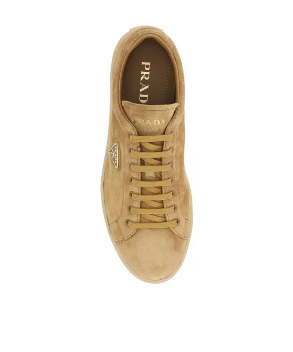 Prada Suede Lace-up Sneakers - Hazel