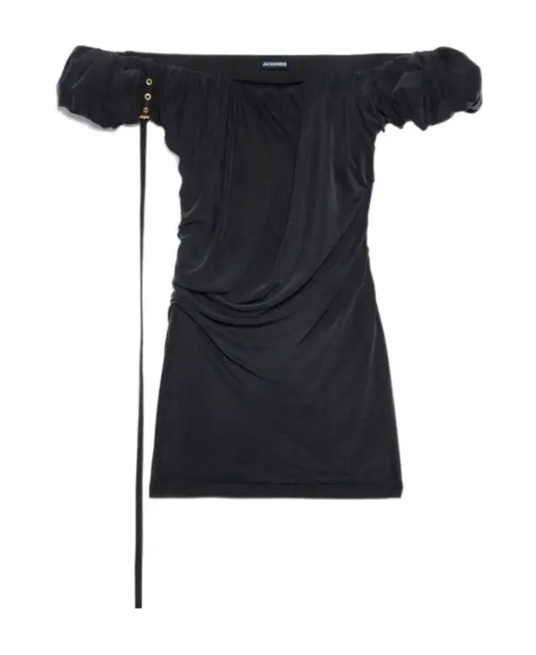 Jacquemus Asymmetric Draped Mini Dress - Black