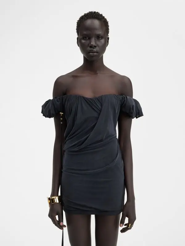 Jacquemus Asymmetric Draped Mini Dress - Black
