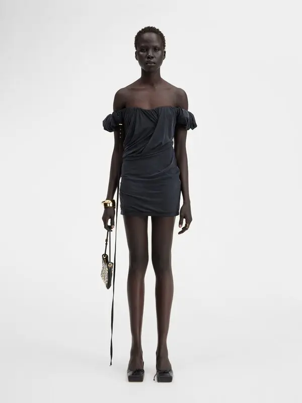 Jacquemus Asymmetric Draped Mini Dress - Black