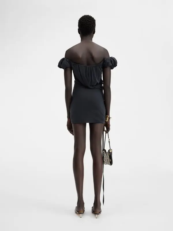 Jacquemus Asymmetric Draped Mini Dress - Black