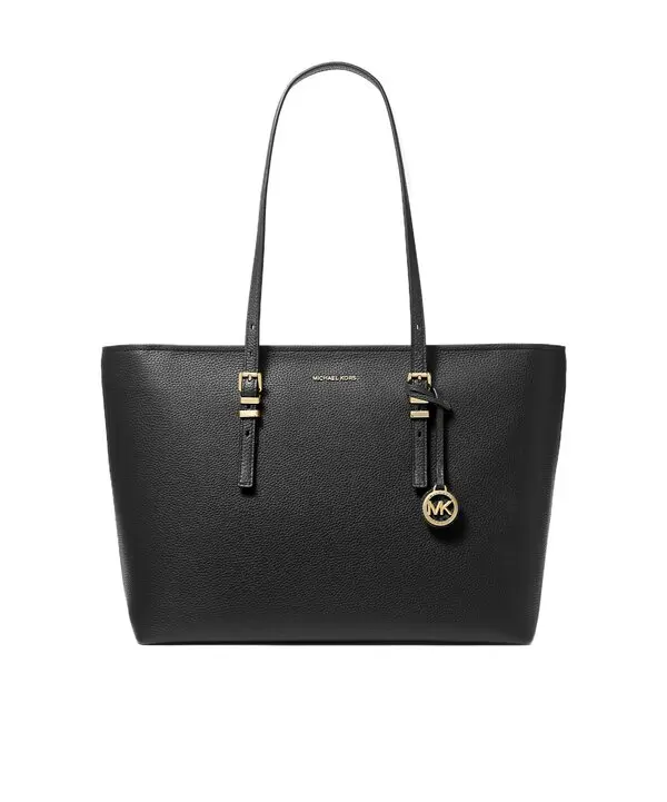 Michael Kors Textured Leather Tote Bag With Gold Tone Hardware - Black