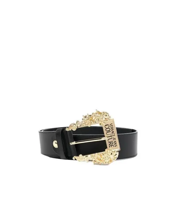 Versace Baroque Buckle Leather Belt - Black