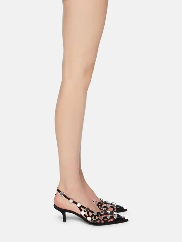 Attico Grid Slingback Pumps - Black