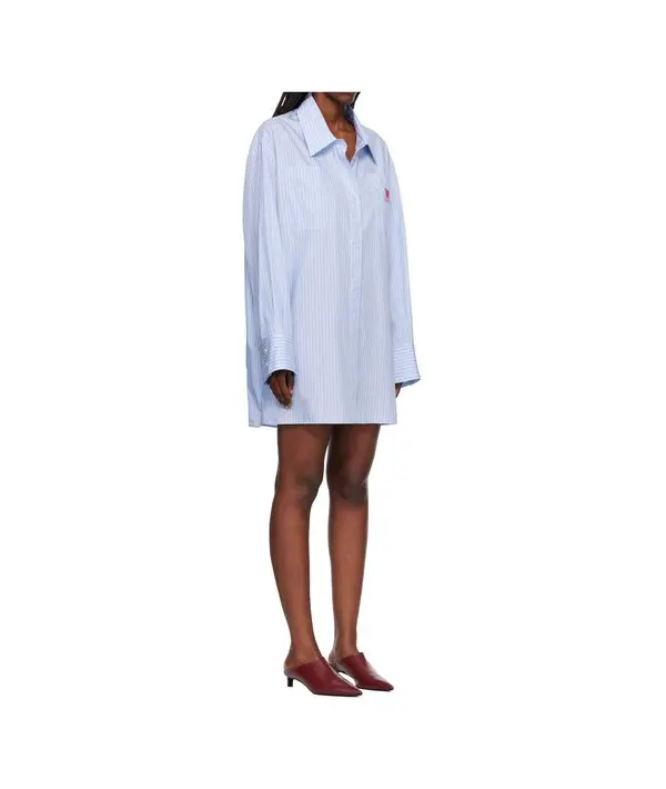 Off-White Striped Poplin Shirt Dress
