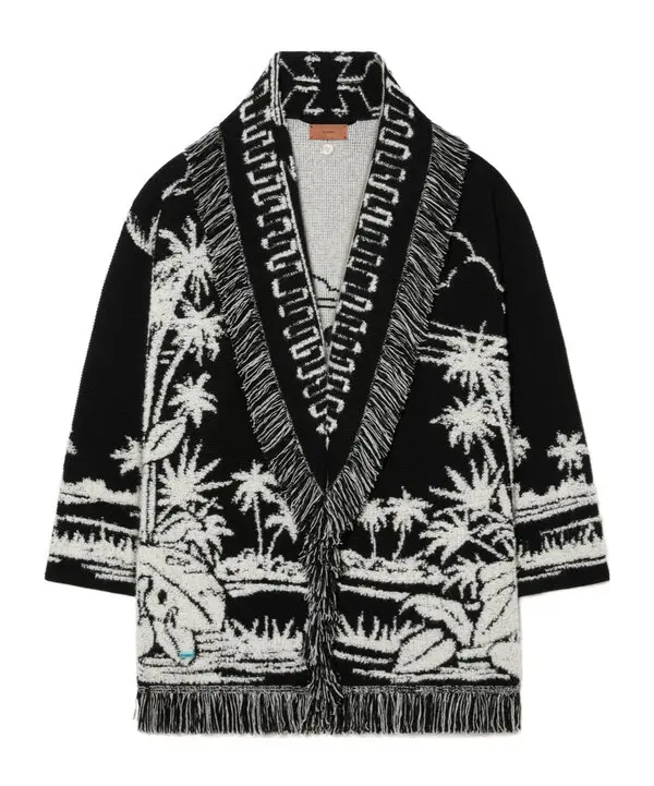 Alanui Palm Grove Tales Fringe Cardigan - Black