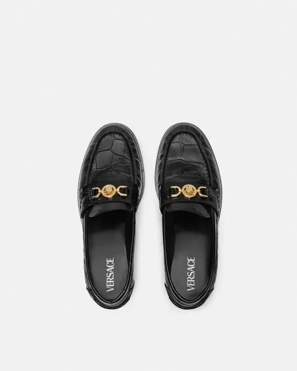 Versace Medusa '95 Embossed Slip-on Loafers - Black