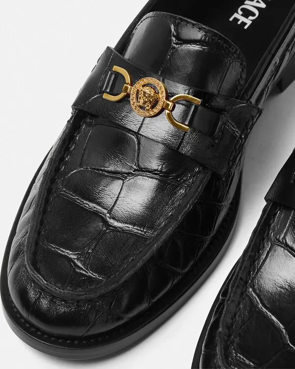 Versace Medusa '95 Embossed Slip-on Loafers - Black