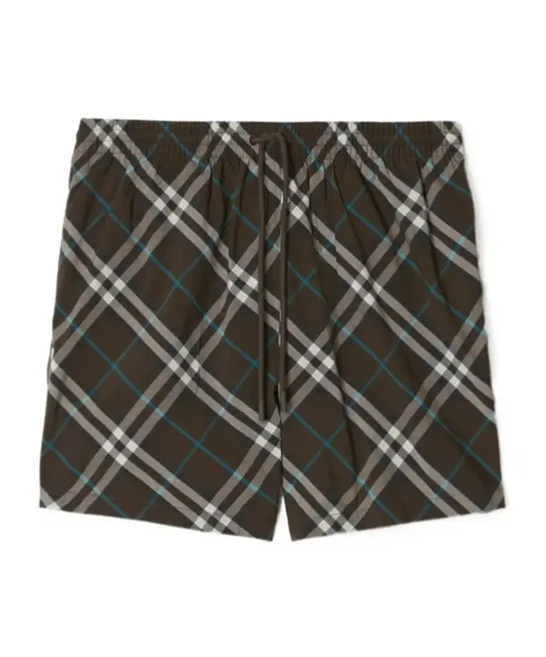 Burberry Checked Drawstring Swim Shorts - Comfortable Brown