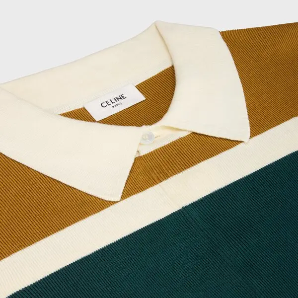 Celine Blason Rugby Polo Shirt In Striped Cotton