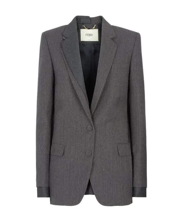 Fendi Single-breasted Striped Tailored Blazer - Gray
