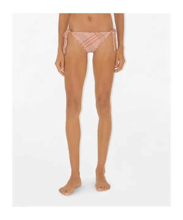 Burberry Checked Self-tied Bikini Bottoms - Nude